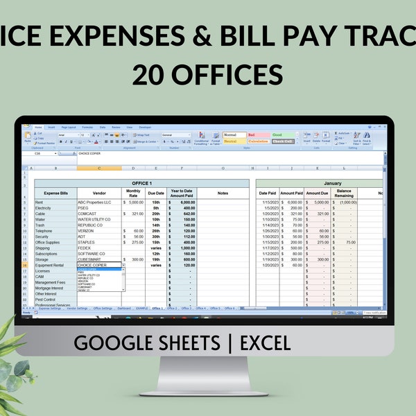 Bill Management Spreadsheet - Etsy