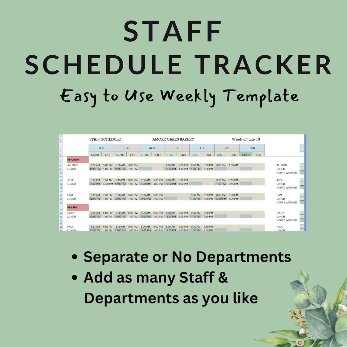 Weekly Staff Schedule Template With Overnight Shifts: Printable ...