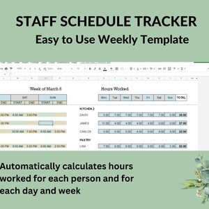 Weekly Employee Schedule Tracker: Printable Staff Planner (google ...