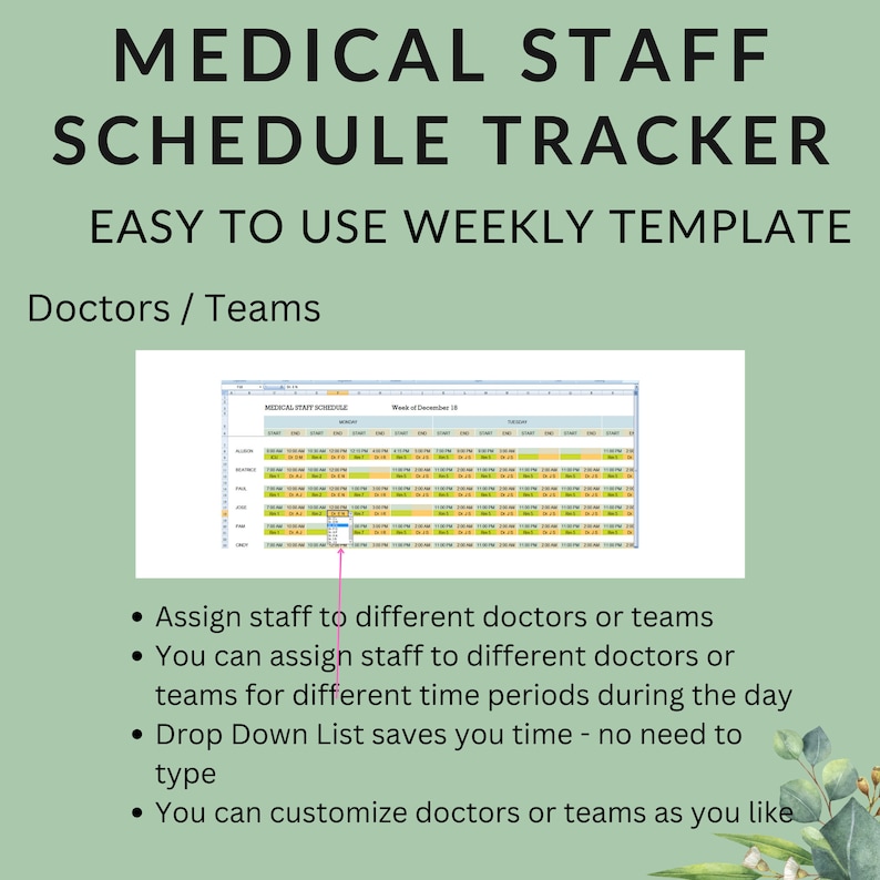Medical Office Staff Schedule Template: Weekly Planner (google Sheets ...
