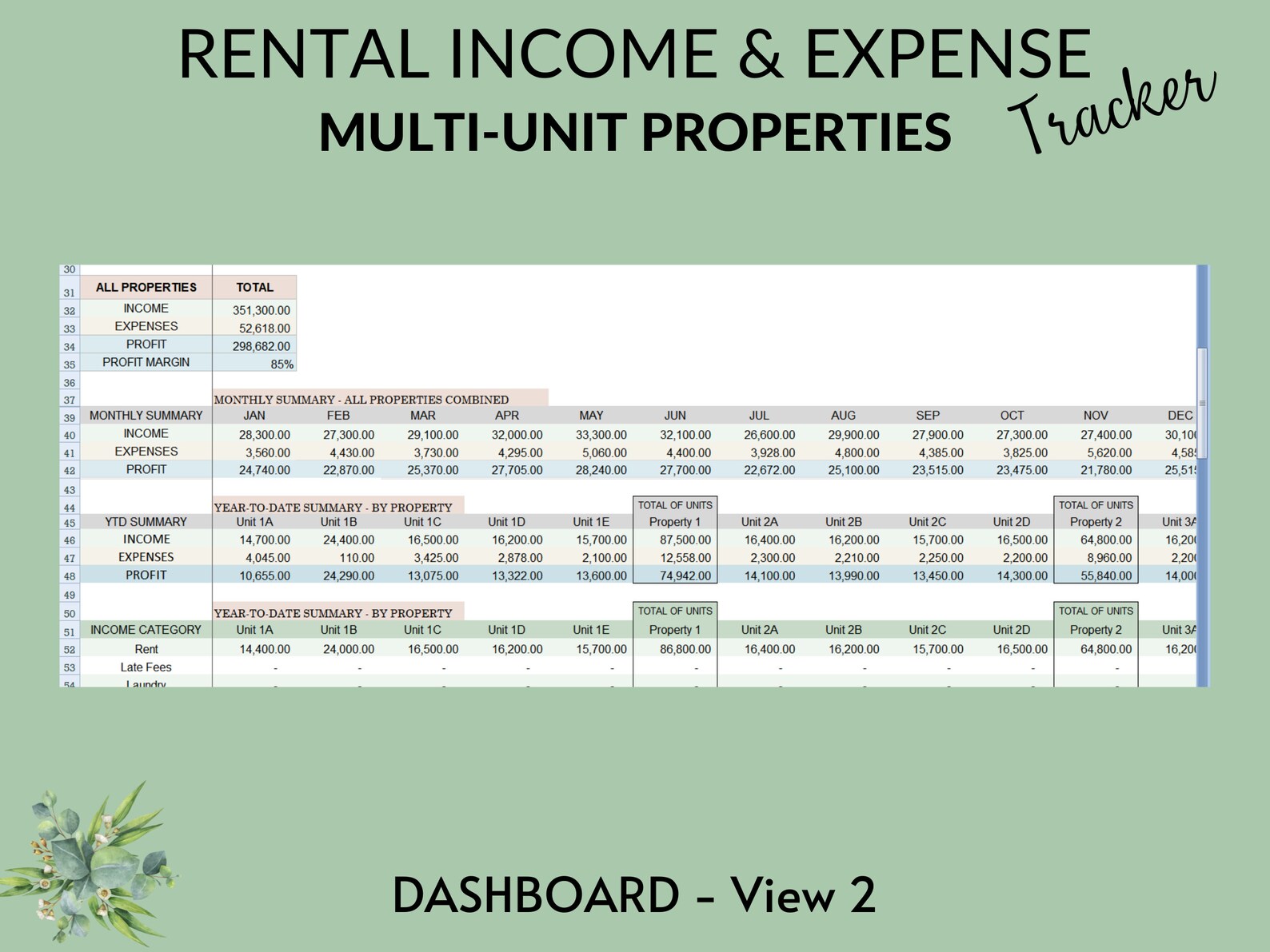 Multi-unit Properties Rental Income & Expense Tracker | Landlords ...