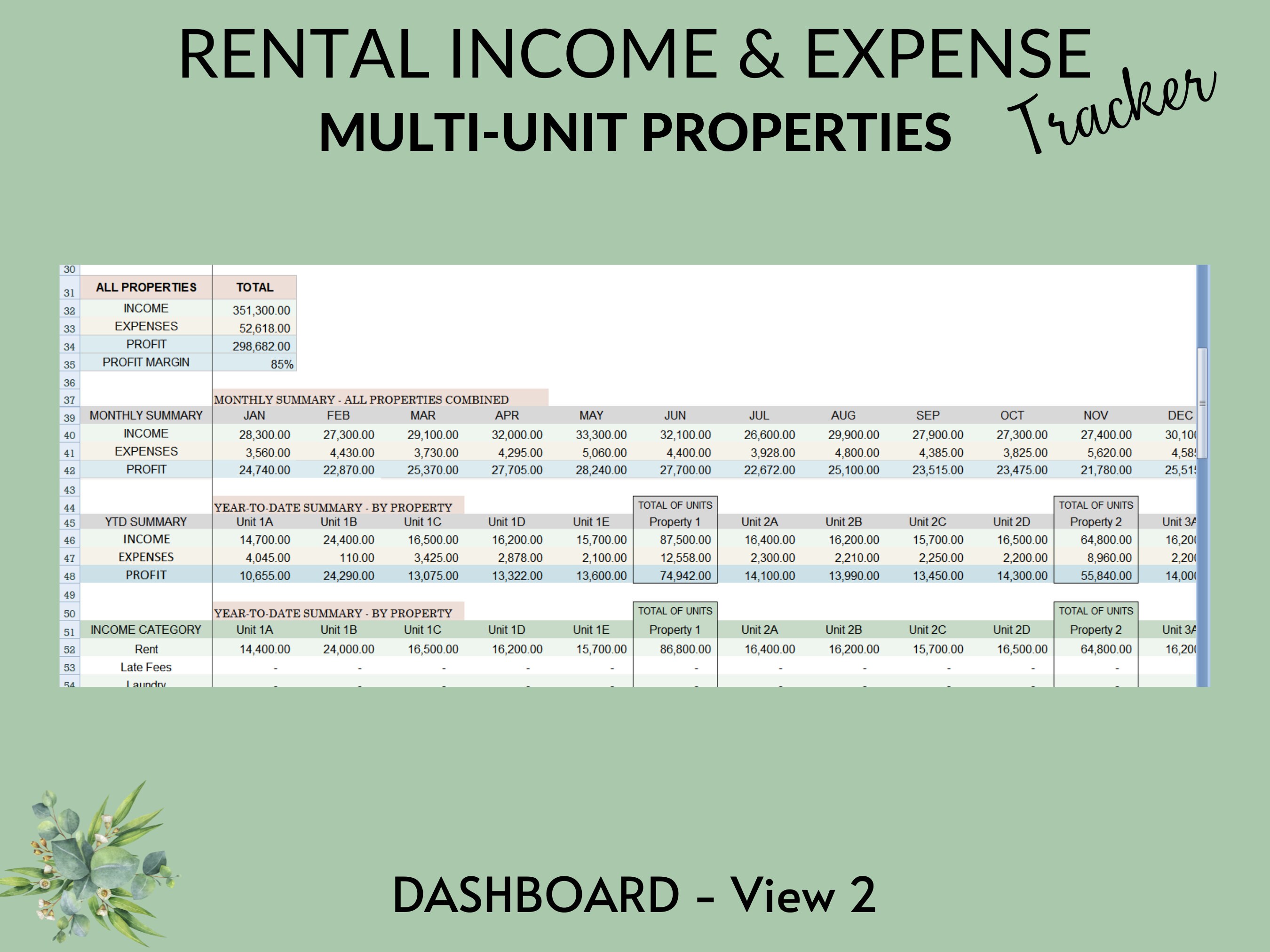 Rental Income & Expense Tracker: Multi-unit Property Spreadsheet ...