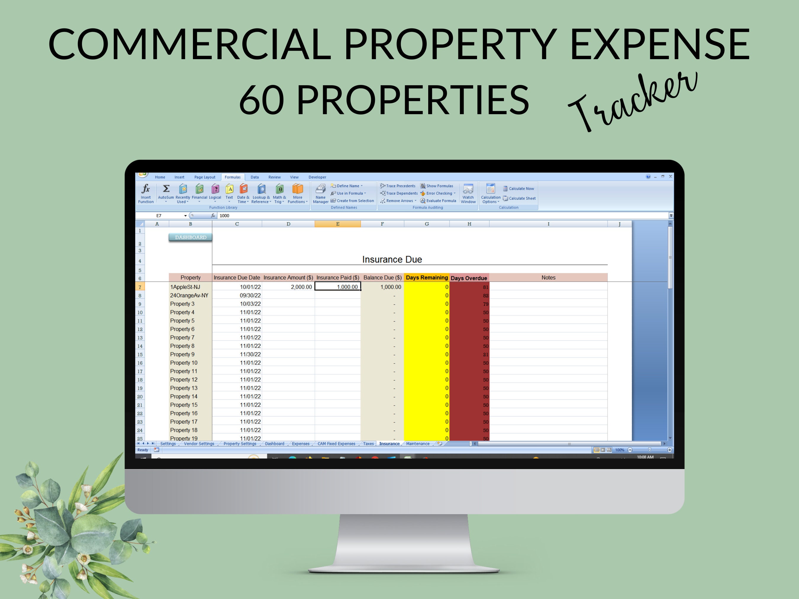 60 Commercial Properties Expense Tracker Multiple Office Rental ...