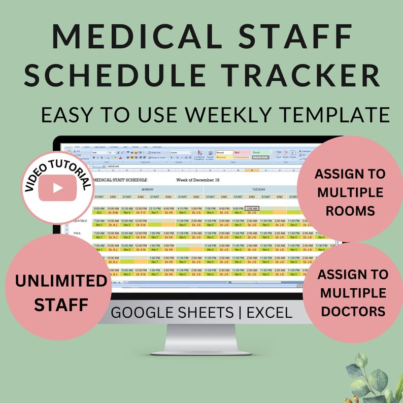 Medical Office Staff Schedule Template: Weekly Planner (google Sheets ...
