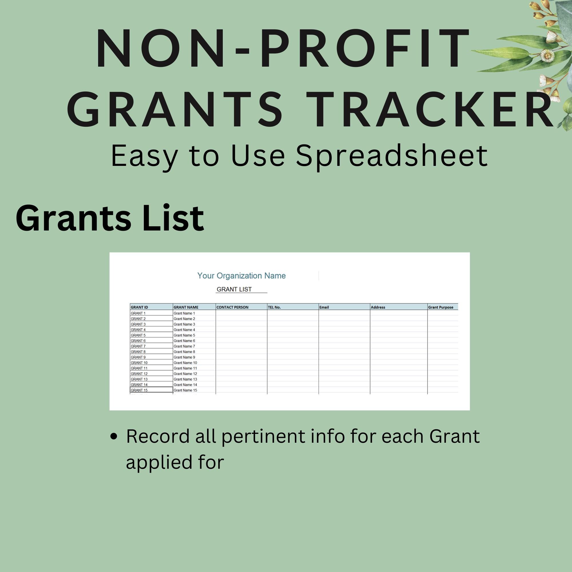 Non-profit Grants Tracker: Excel & Google Sheets Spreadsheet - Etsy