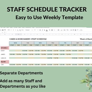 Weekly Employee Schedule Tracker: Printable Staff Planner (google ...