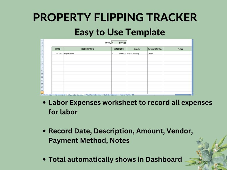 Property Flipping Tracker | House Flip Template | Cost & Profit ...