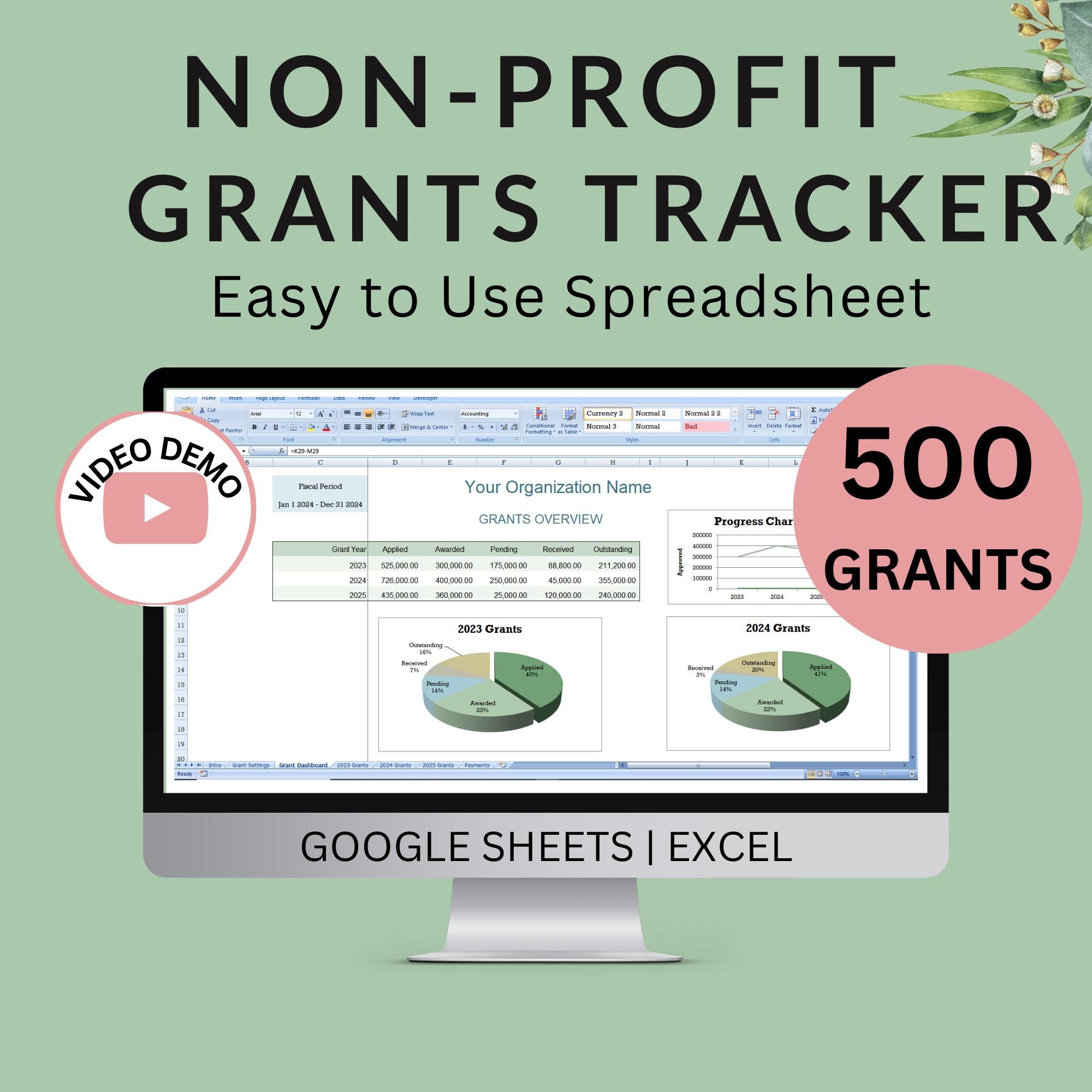 Non-profit Grants Tracker: Excel & Google Sheets Spreadsheet - Etsy
