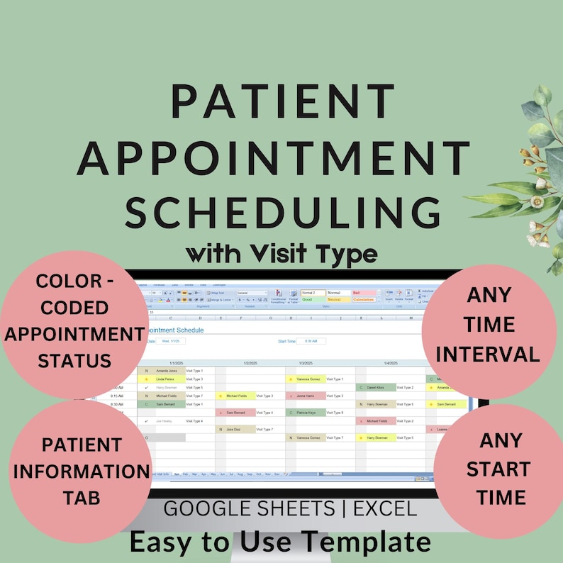 Patient Appointment Scheduling Template: Clinic Medical Office (excel ...