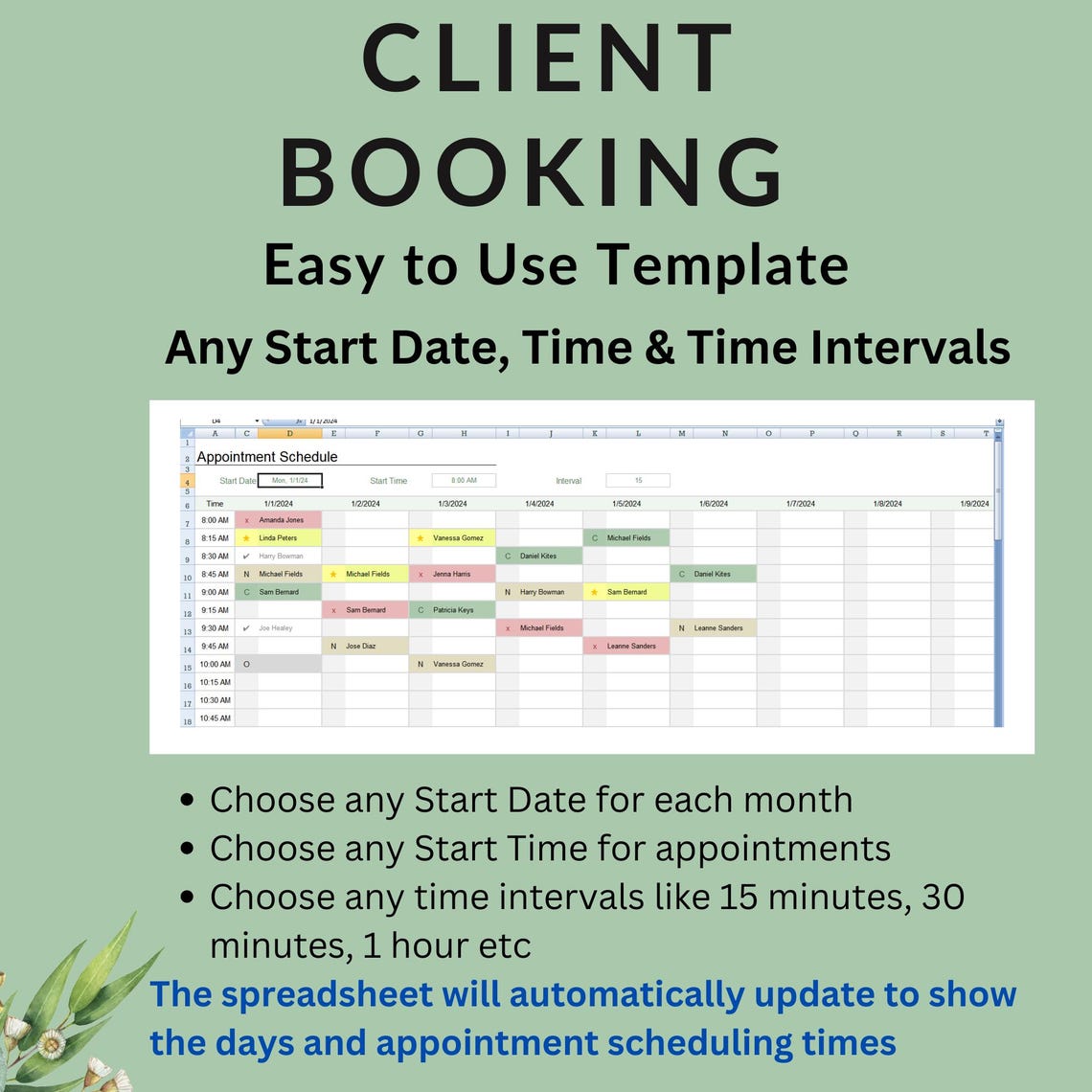 Client Booking Template: Color-coded Scheduling in Google Sheets ...