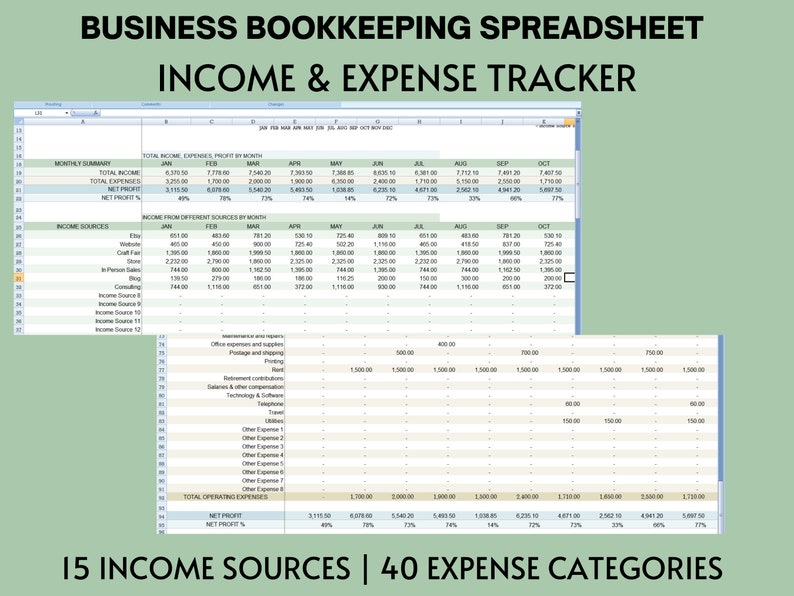 Small Business Bookkeeping Bundle: Income & Expense Tracker Receivables ...