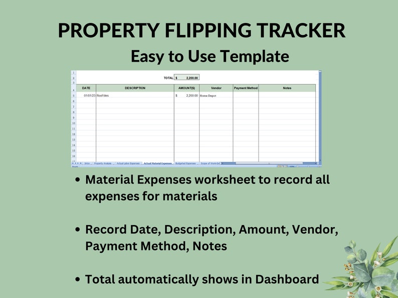 Property Flipping Tracker | House Flip Template | Cost & Profit ...
