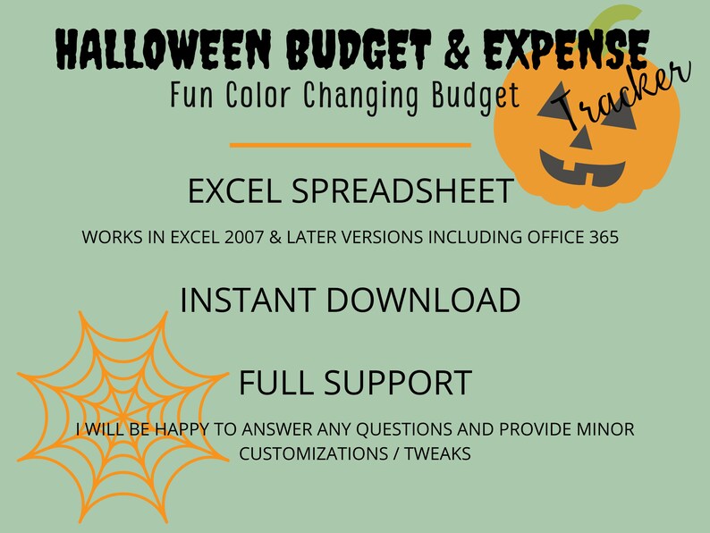Halloween Budget Tracker: Color Changing Excel Dashboard (digital ...