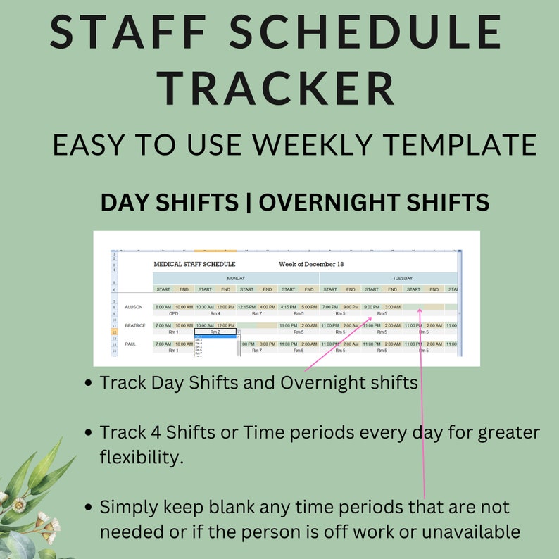 Weekly Staff Schedule Template With Locations, Overnight Shifts ...