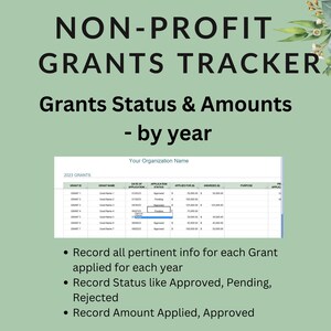Non-profit Grants Tracker: Excel & Google Sheets Spreadsheet - Etsy