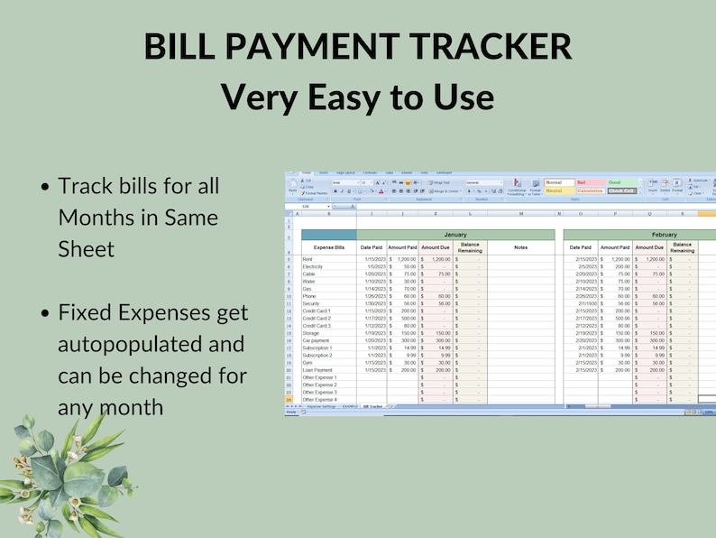 Monthly Bill Payment Tracker: Google Sheets & Excel Template - Etsy