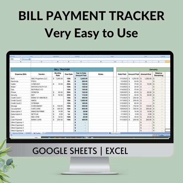 Bill Pay Tracker Google Sheets - Etsy