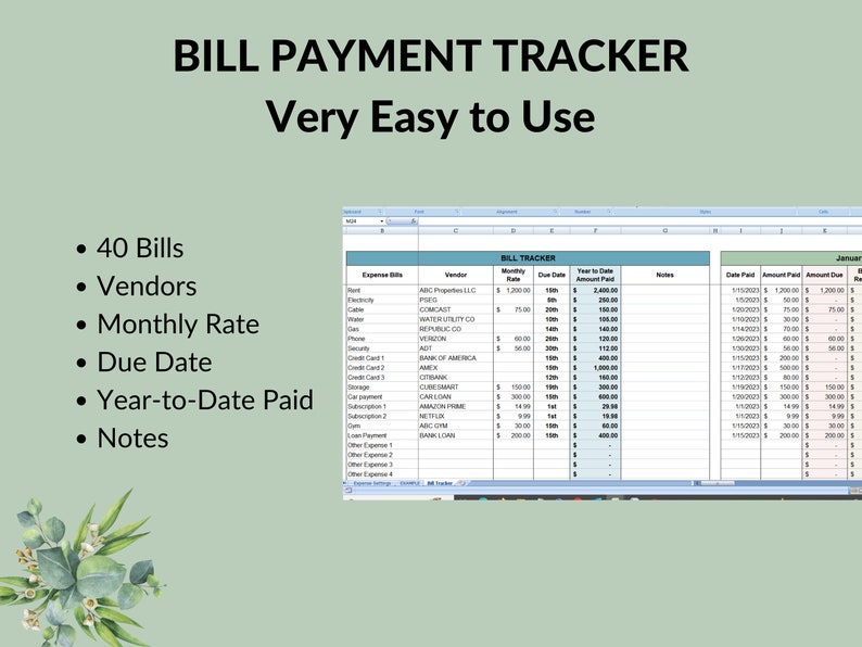 Monthly Bill Payment Tracker: Google Sheets & Excel Template - Etsy