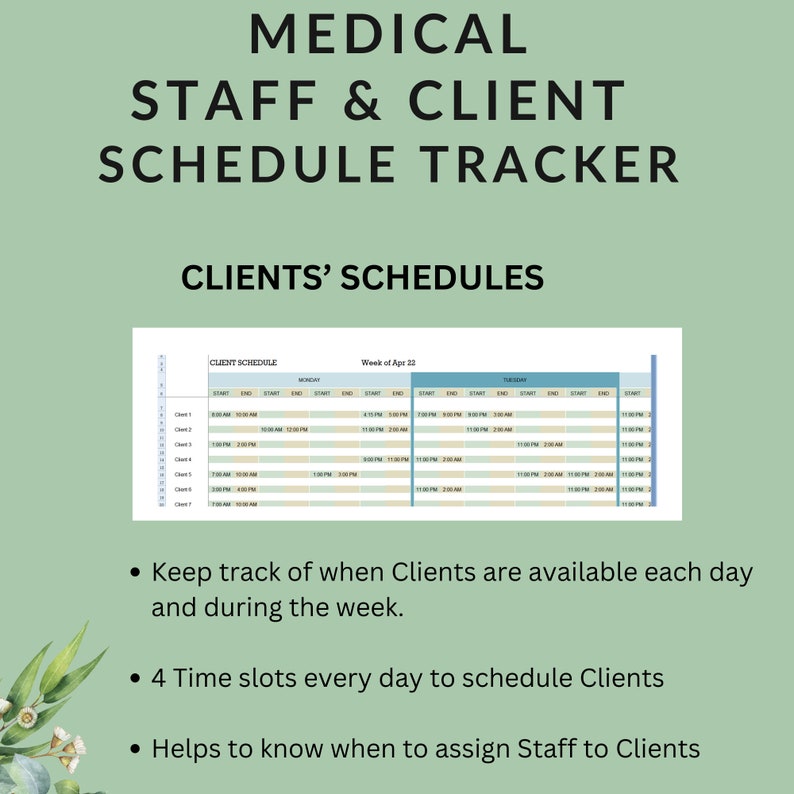 Weekly Staff & Client Schedule Template | Time Periods Overnight Shifts ...