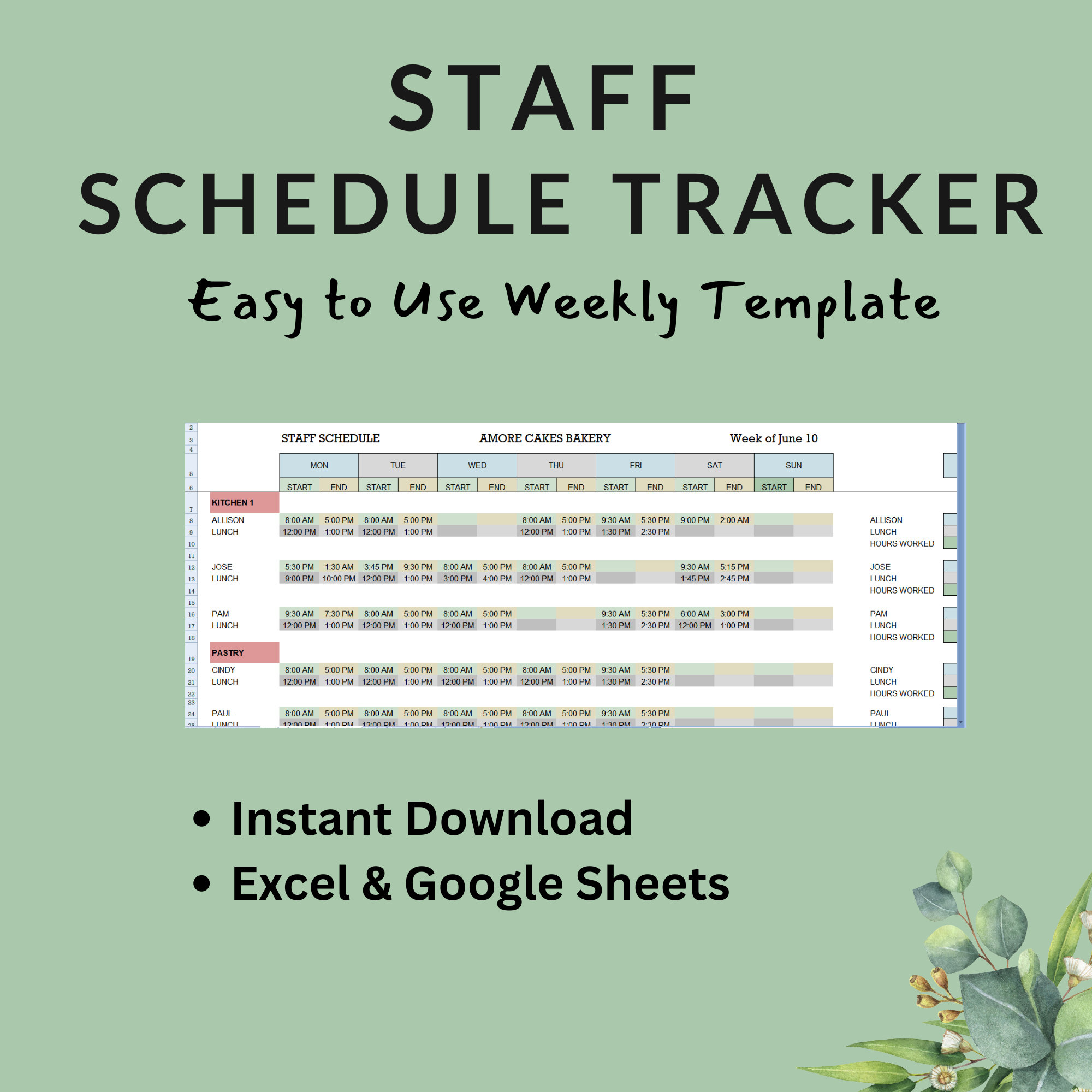 Weekly Staff Schedule Template With Overnight Shifts: Printable ...