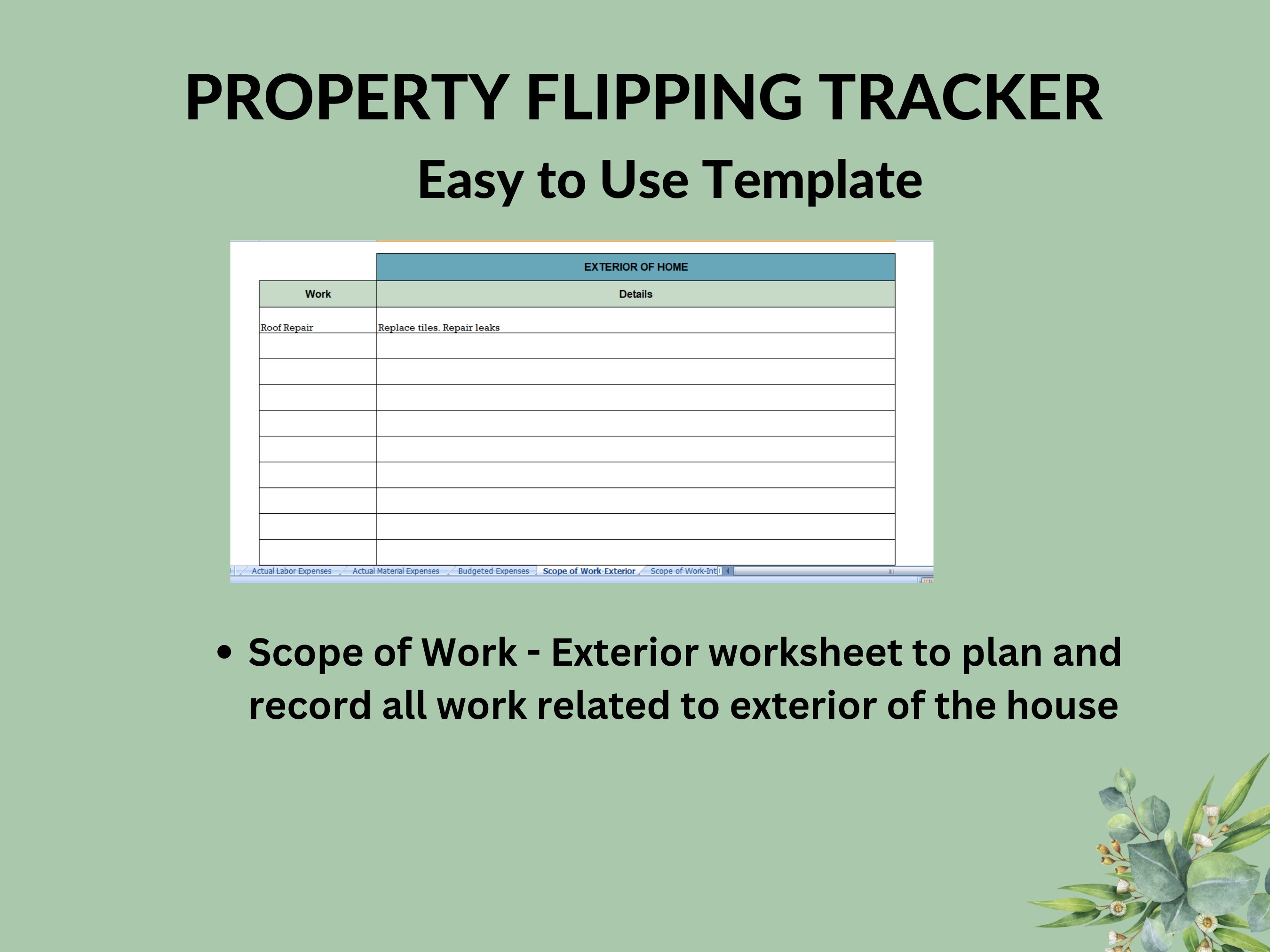 Property Flipping Tracker | House Flip Template | Cost & Profit ...