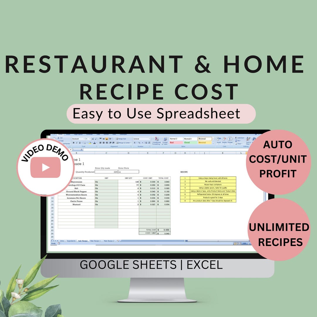 Recipe Cost Calculator for Restaurant & Food | Main and Sub Recipes ...