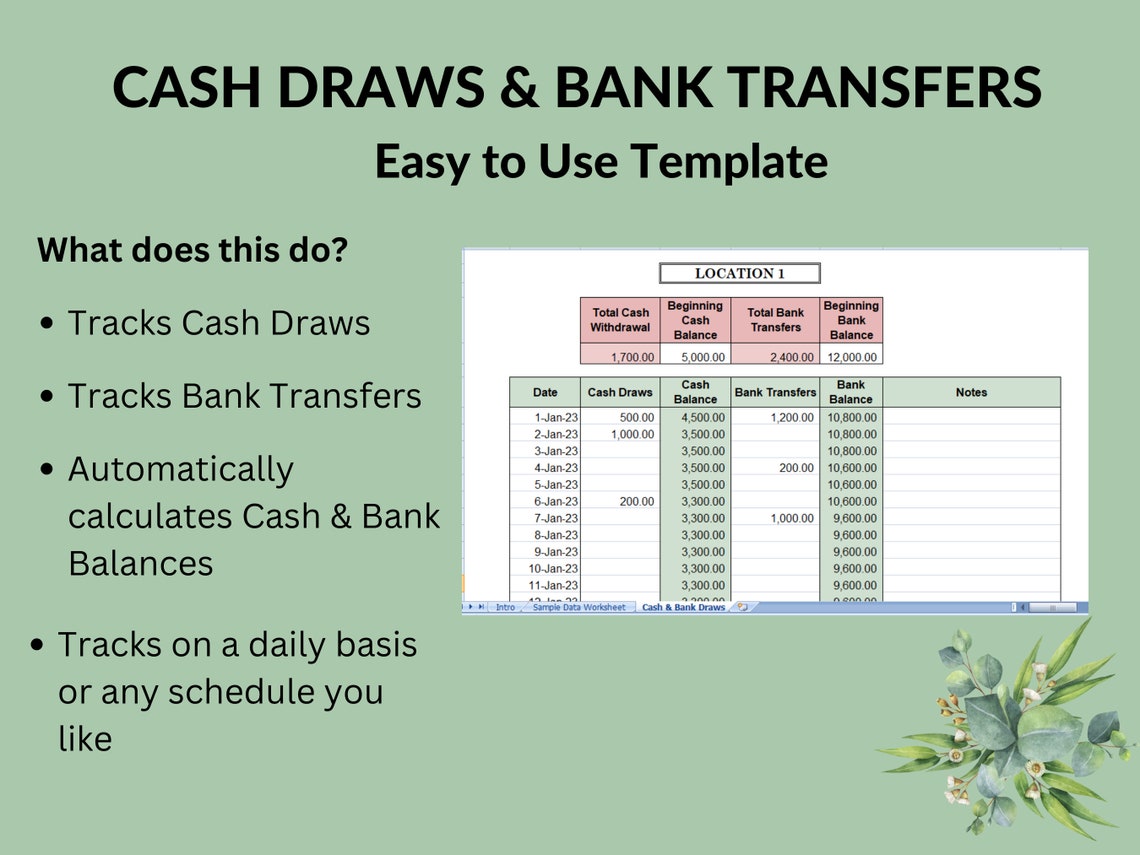 Cash Draws & Bank Transfers Spreadsheet: Multi-office Google Sheets ...