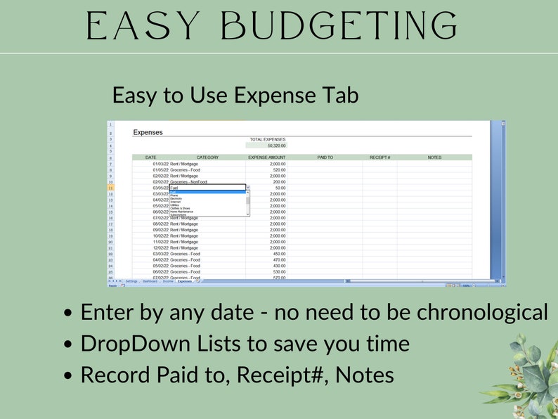 Easy Budgeting Spreadsheet | Personal Income Expenses Savings Tracker ...