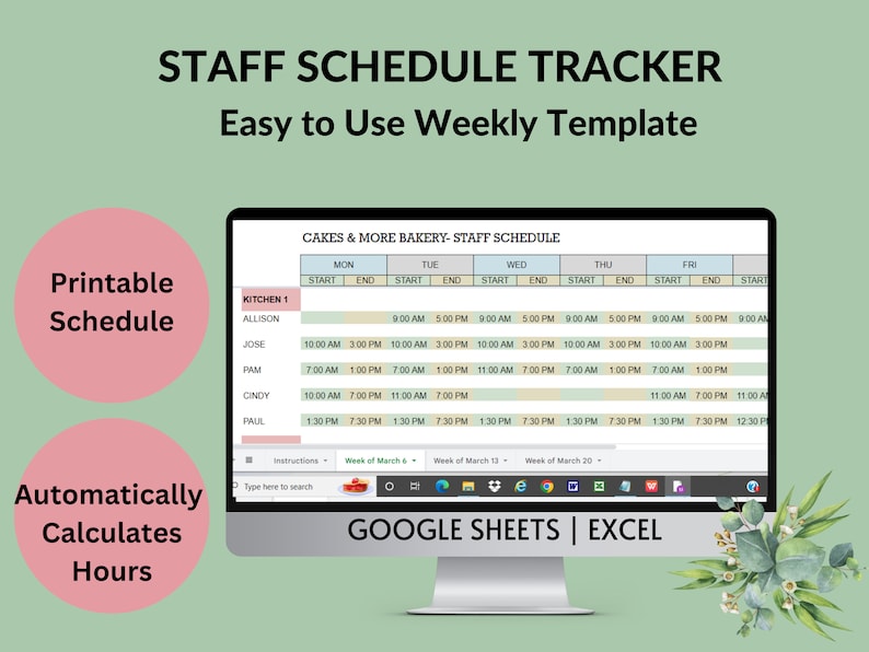 Weekly Employee Schedule Tracker: Printable Staff Planner (google ...