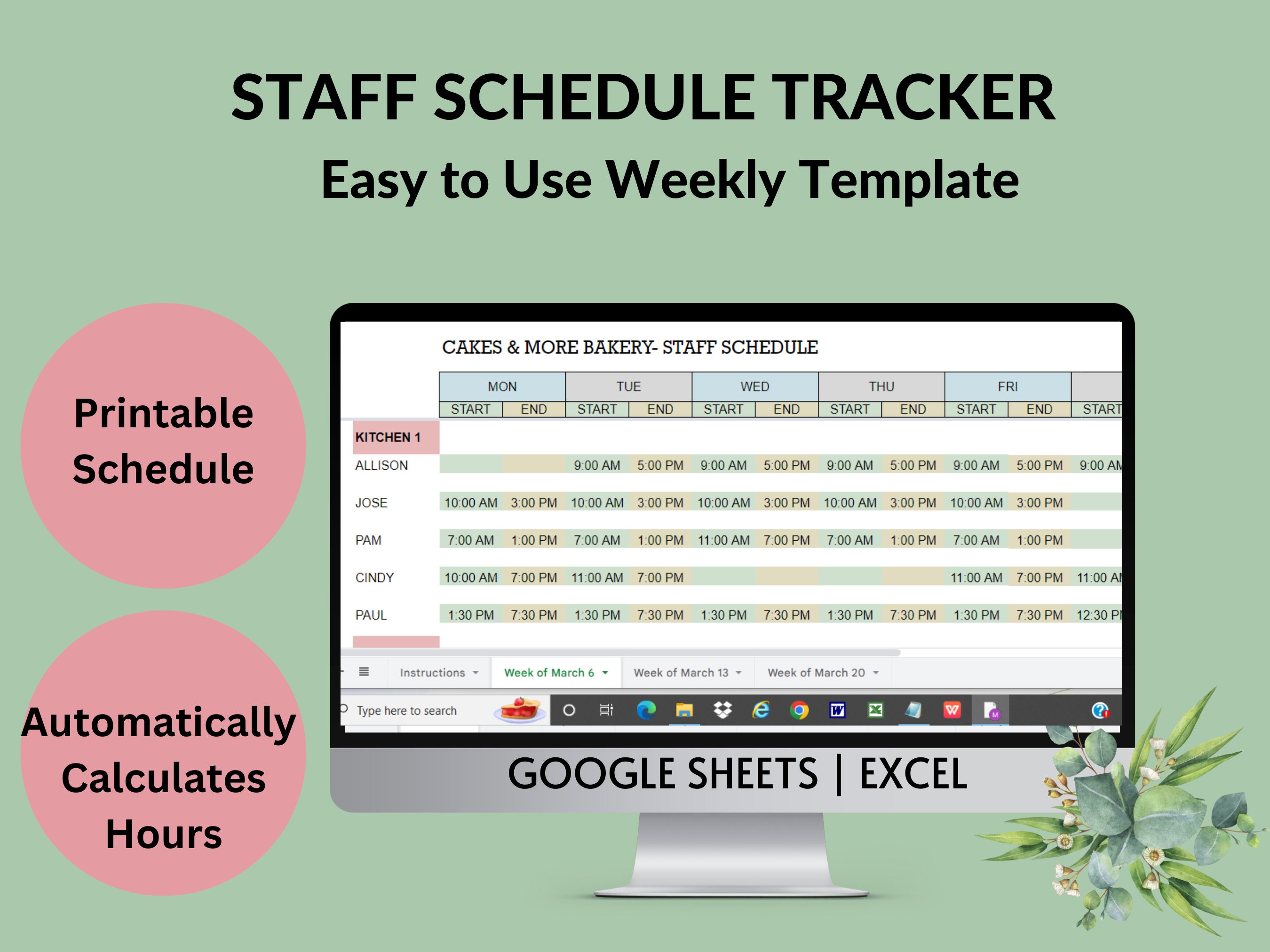 Team Schedule Template Excel