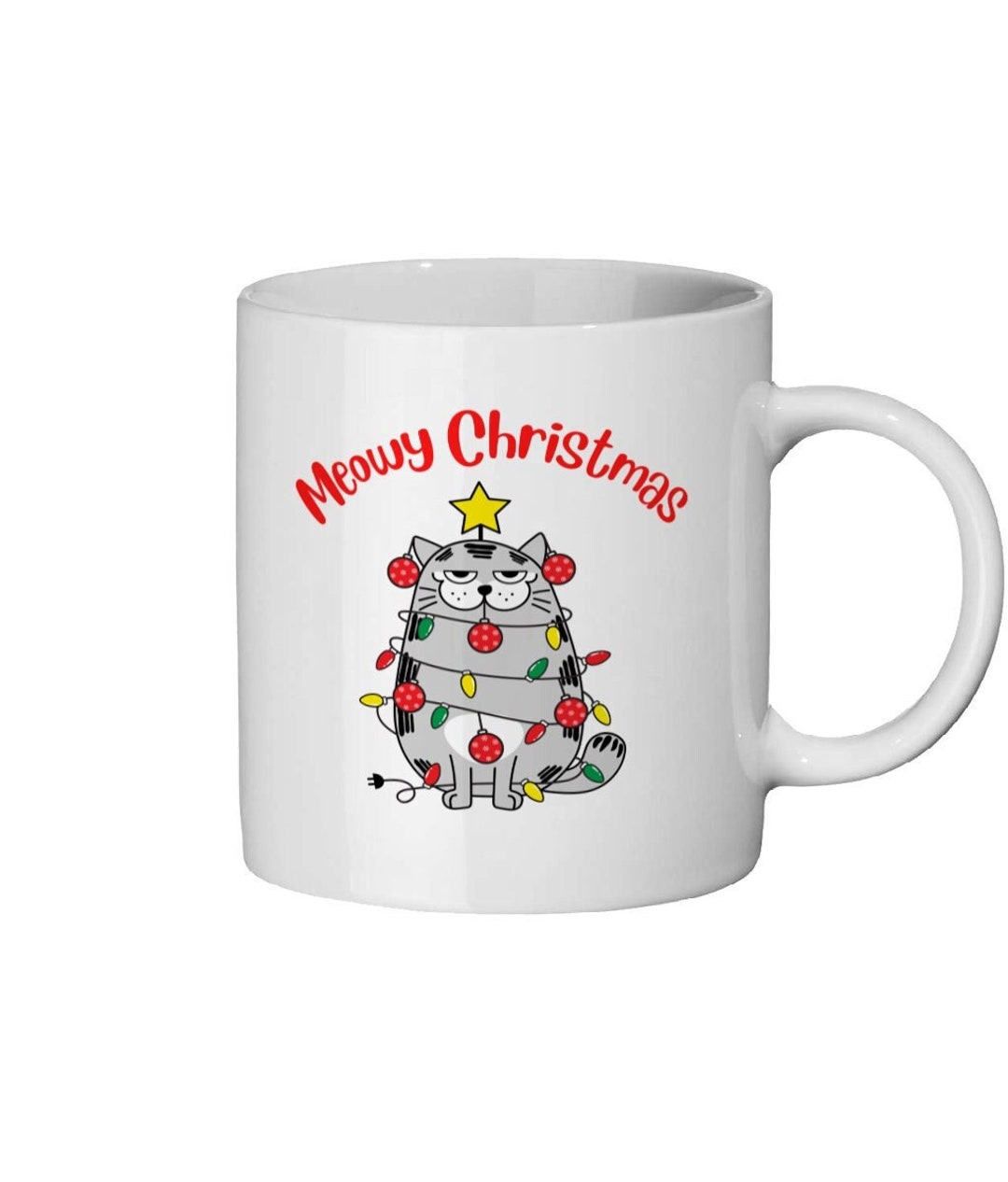Meowy Christmas Mug/secret Santa Mug/animal Lover - Etsy