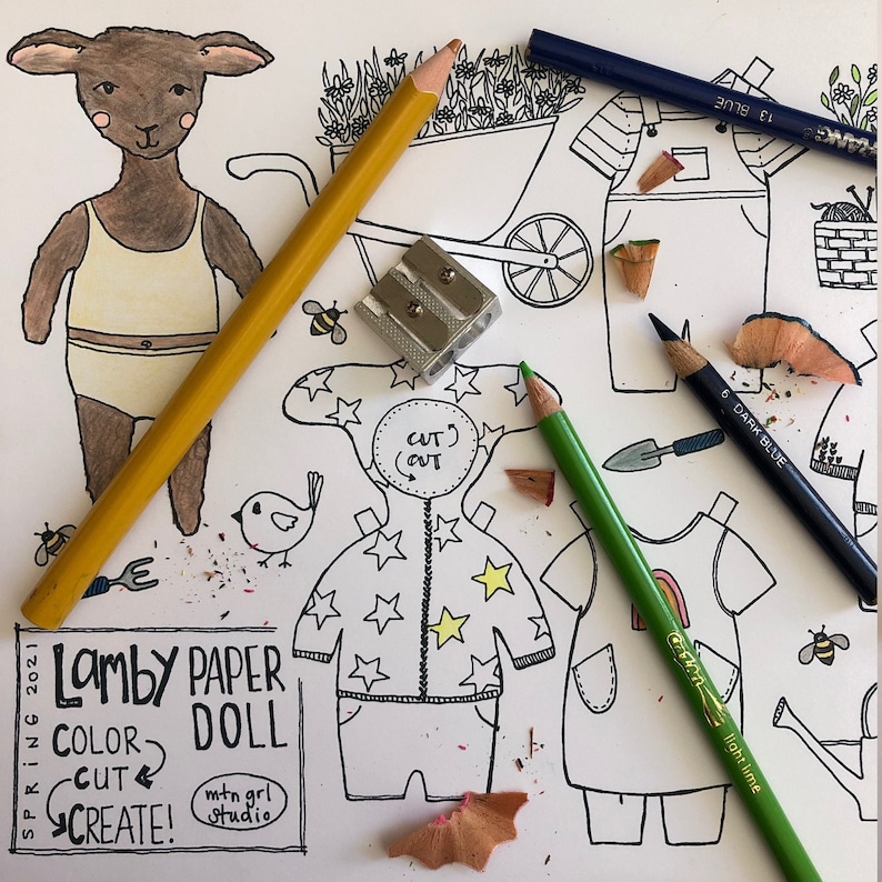 Lamby Paper Doll by MTN GRL Studio - Etsy