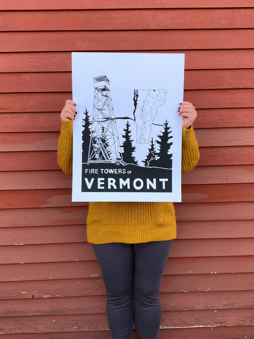 Fire Towers of Vermont, Screenprint, Green Mountains, by MTN GRL Studio ...