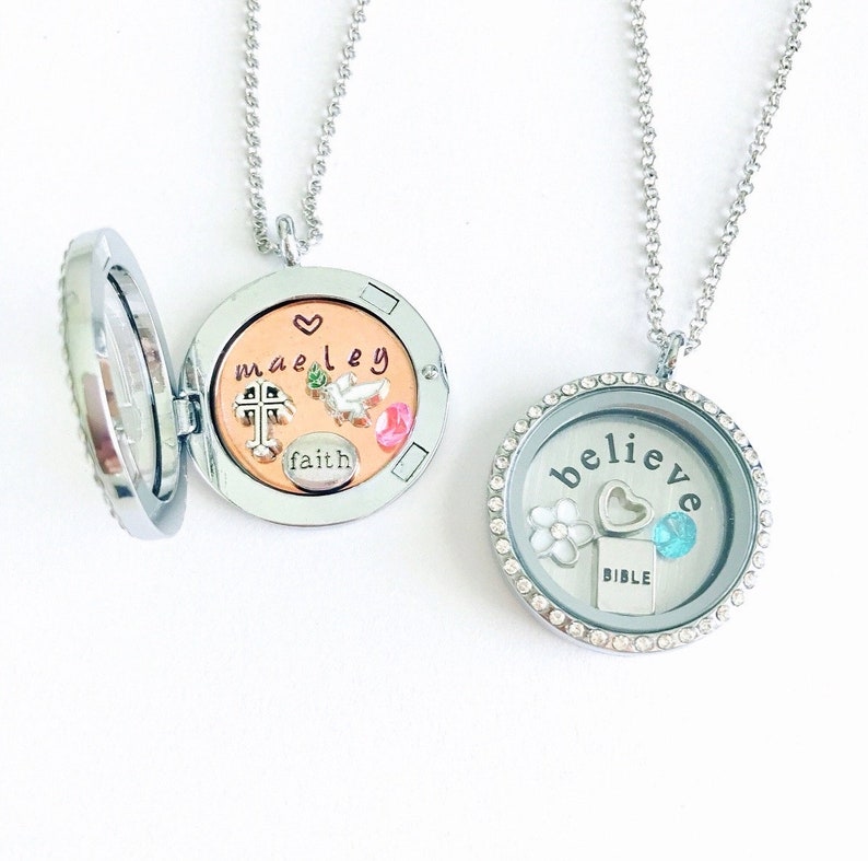 Personalized First Communion Locket Necklace: Custom Name, Charms ...