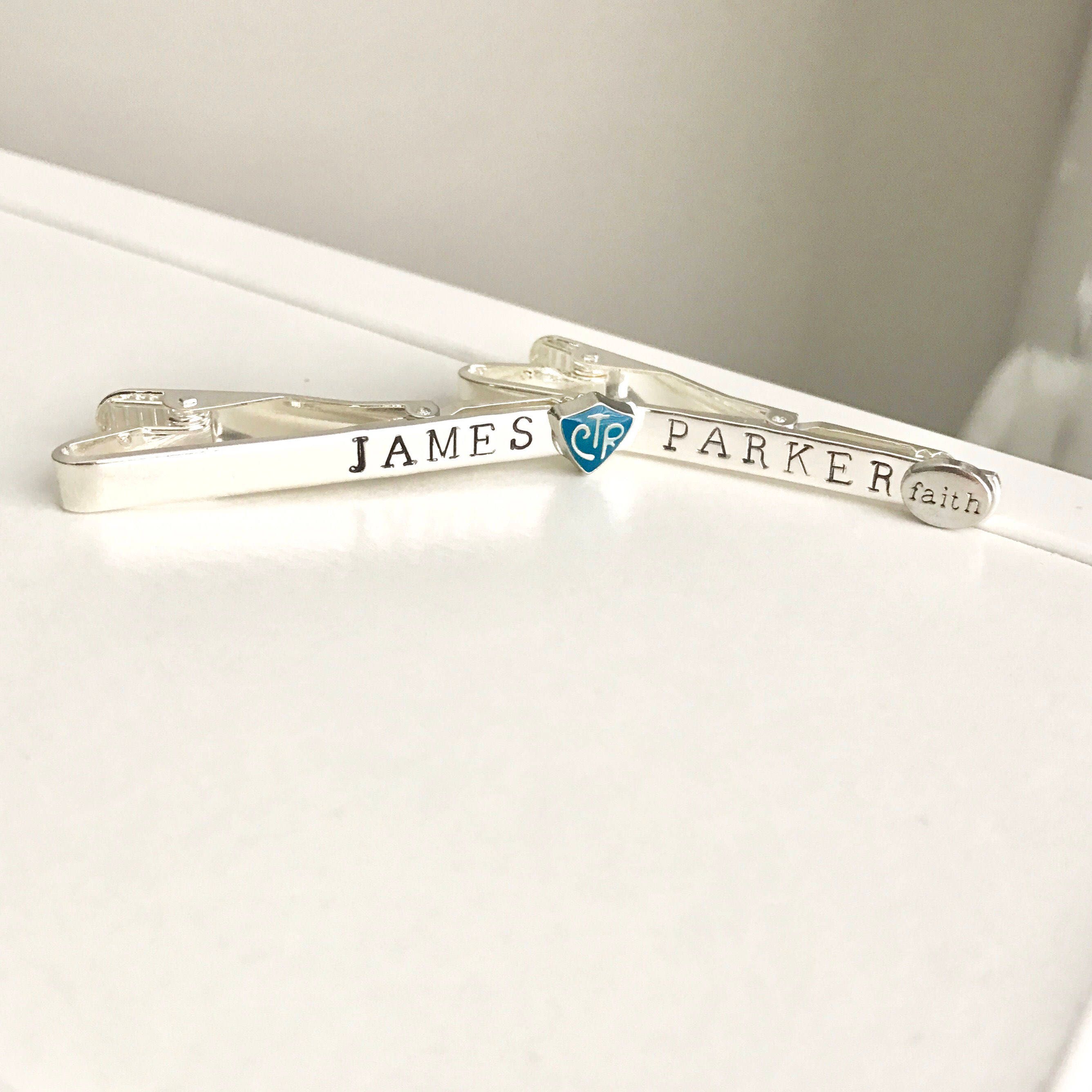 LDS Boy Baptism Tie Clip Gift - Personalized CTR - Faith - Water Wave ...