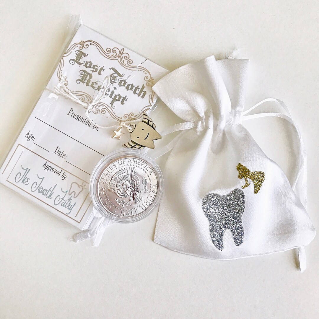 Tooth Fairy Kit With Coin and Bag - Set of 20 Mini Card Receipts and ...