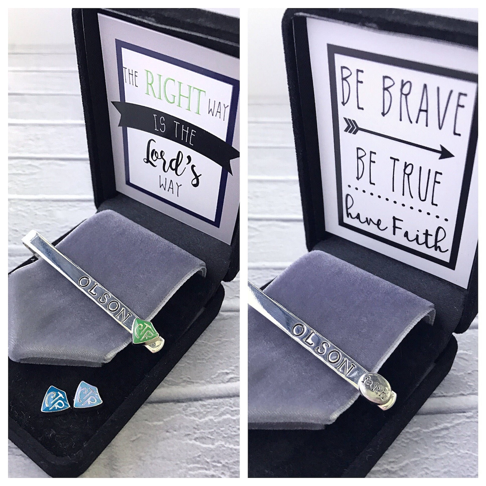 LDS Boy Baptism Tie Clip Gift - Personalized CTR - Faith - Water Wave ...