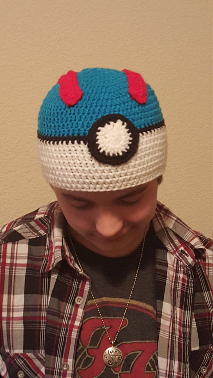 Pokemon Pokeball Great Ball Inspired Crochet Hat - Etsy
