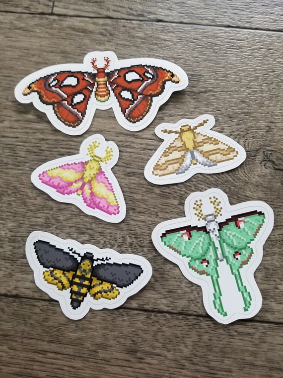 Pixel Moth Stickers | Etsy