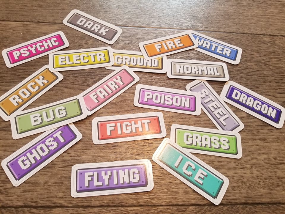 Pixel Pokemon Type Stickers - Etsy