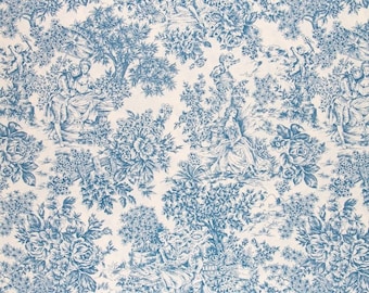 Blue Toile Fabric | Etsy