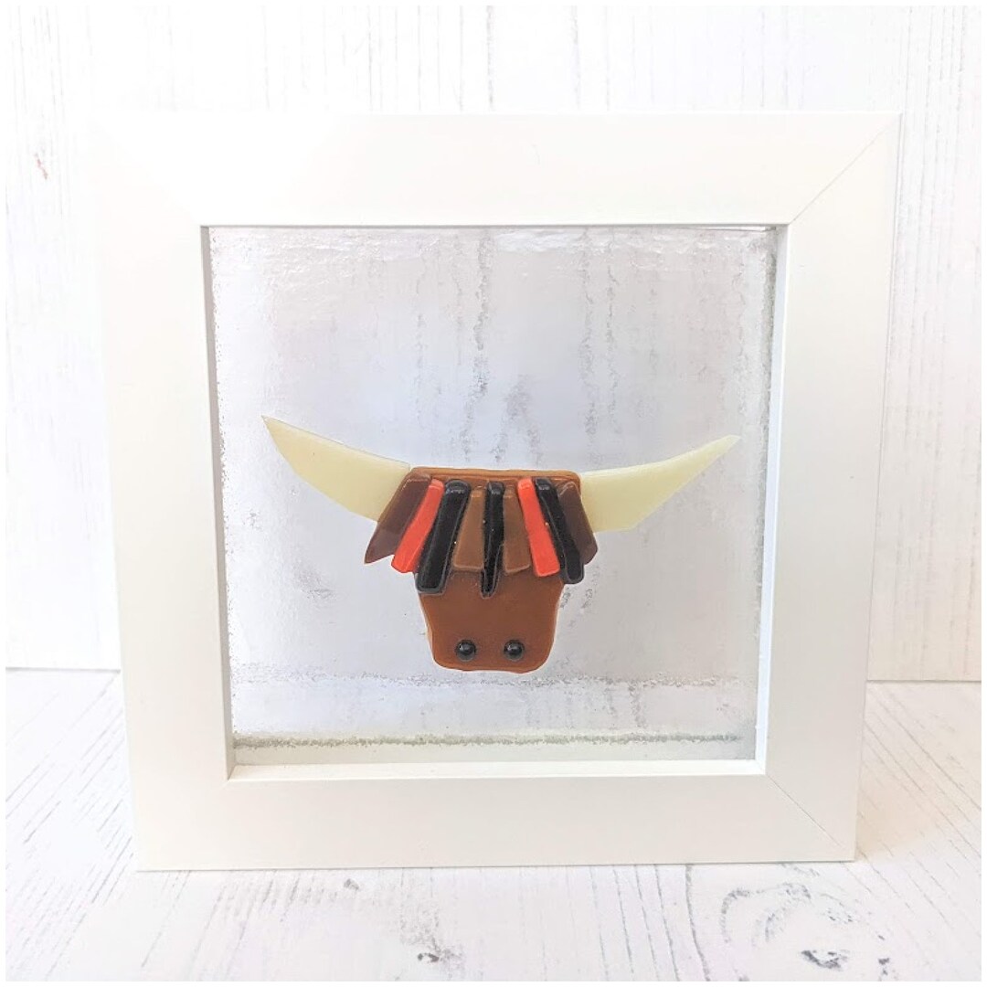Fused Glass Highland Cow Frame Highland Cow Home Decor - Etsy