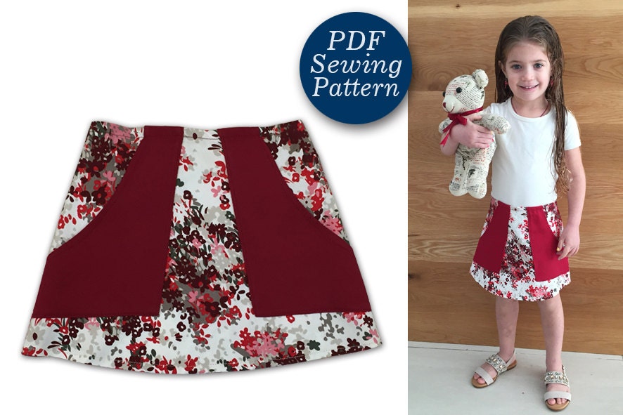 Girls Skirt Pattern Pdf, Skirt With Pockets Pattern, Easy DIY Girl ...
