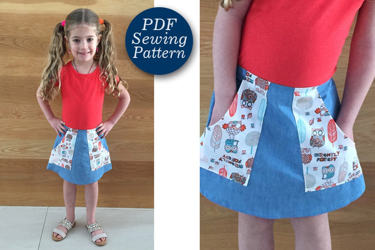 Girls Skirt Pattern Pdf, Skirt With Pockets Pattern, Easy DIY Girl ...