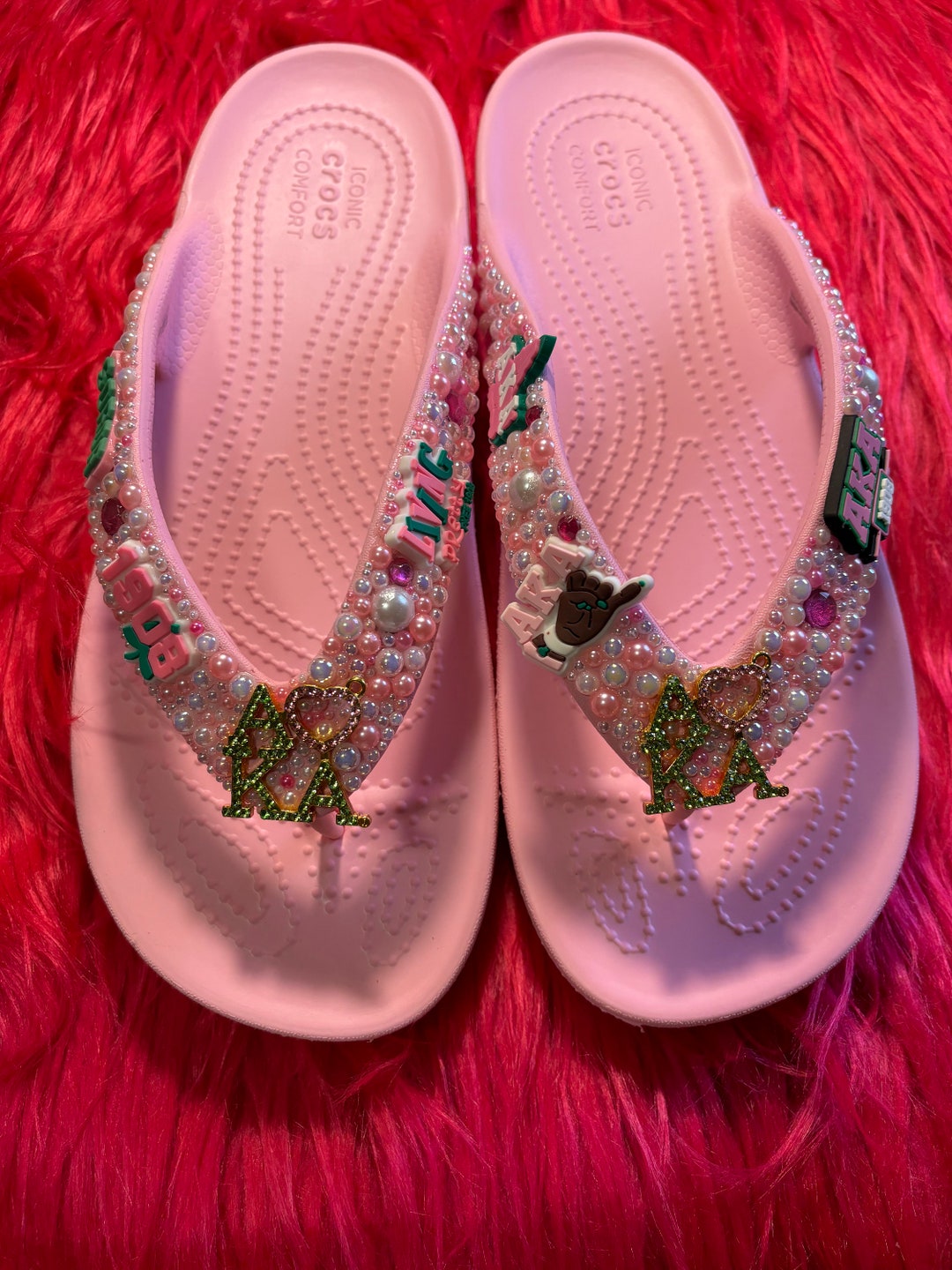 Pink Classic Croc Flip Flops - Etsy
