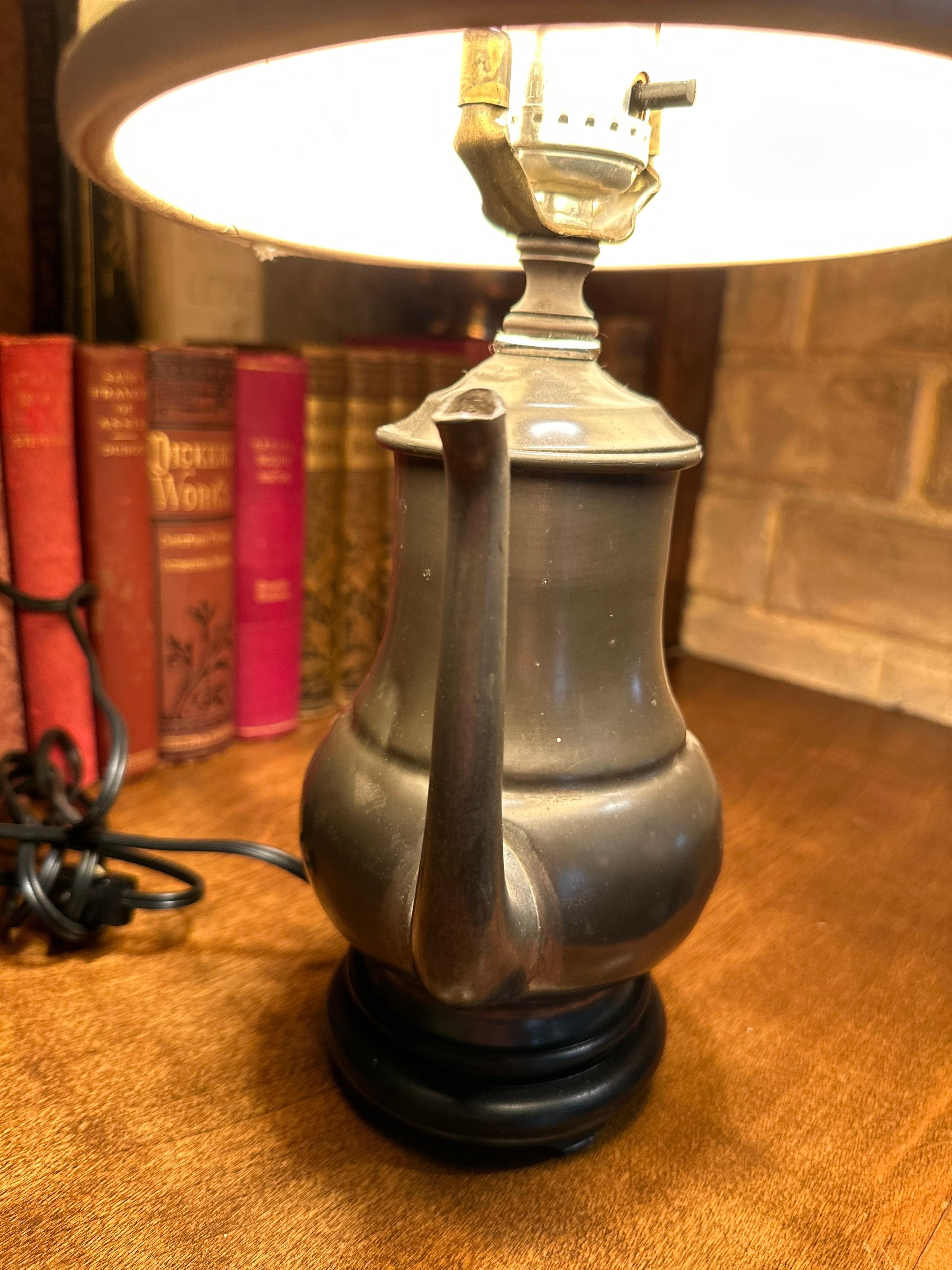 Antique Pewter Tea Pot Table Lamp - Etsy