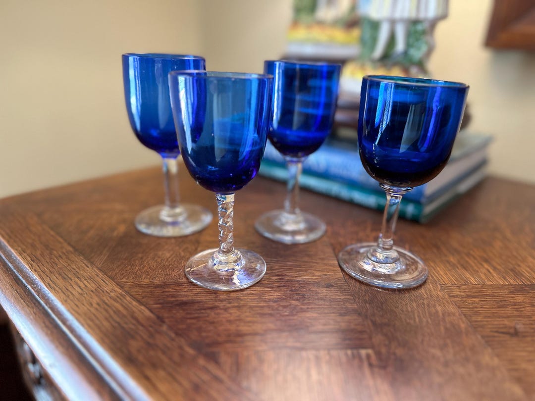 Set of 4 Cobalt Blue Cordials - Etsy