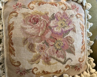 French Provence Silk Aubusson Petit Point Needlepoint Tassel Fringe ...