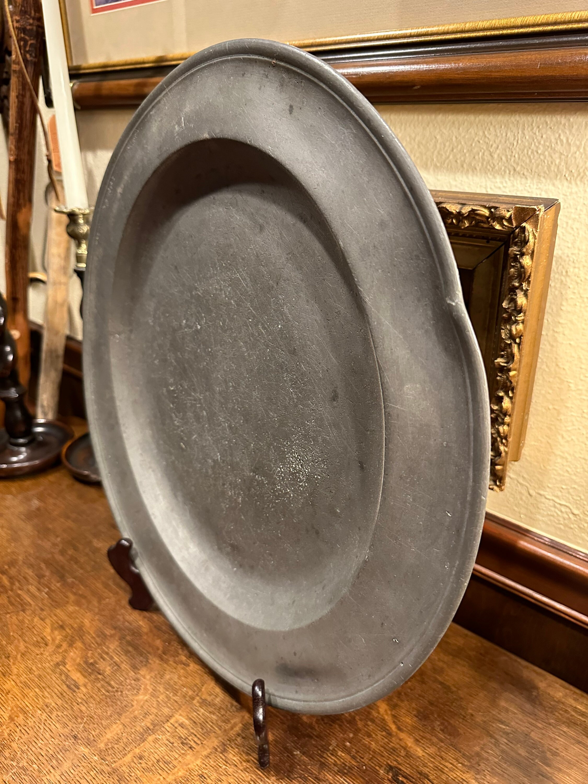 Antique Round Pewter Tray C 1820 - Etsy