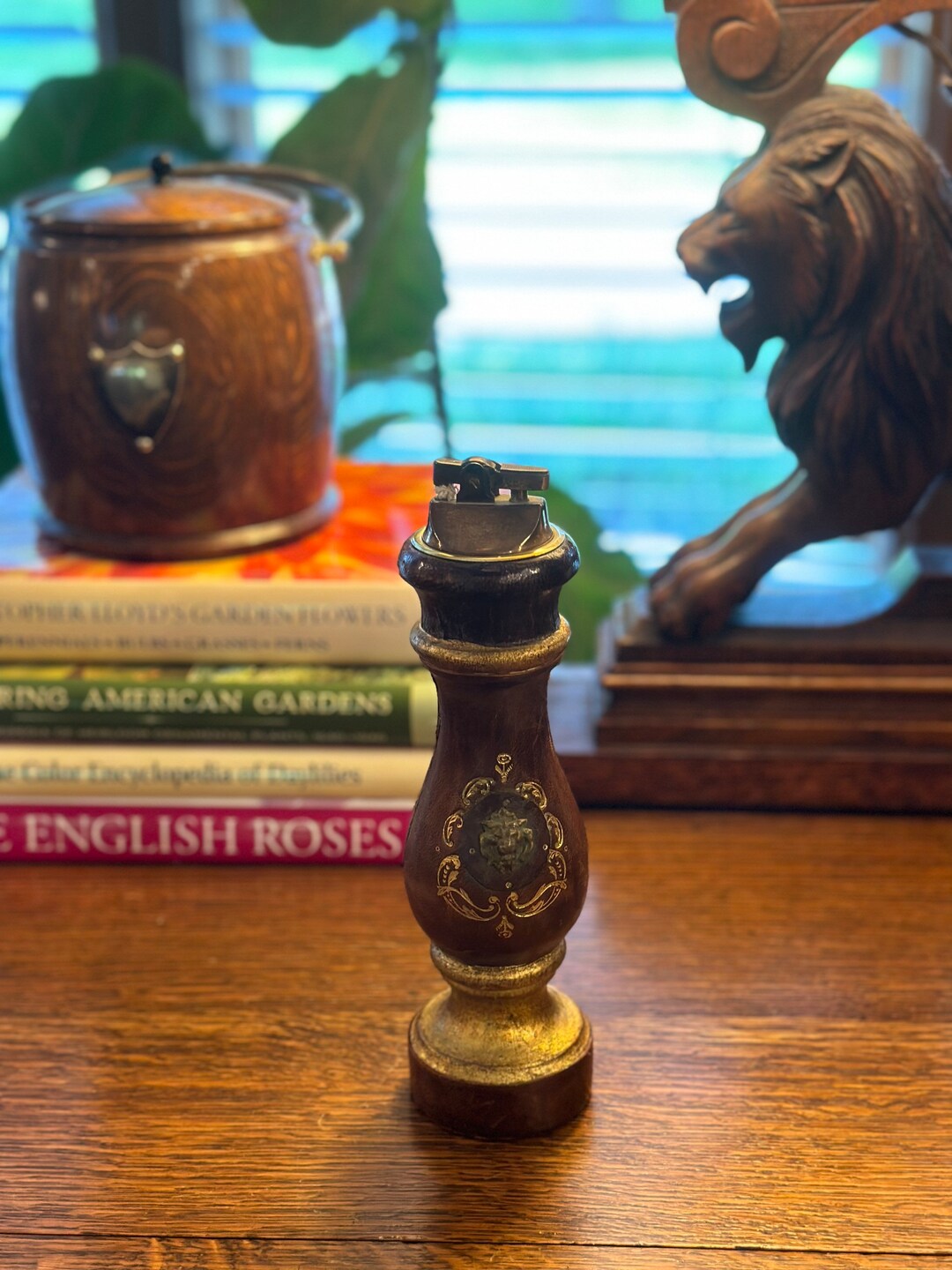 Italian Leather Table Lighter With Lion - Etsy
